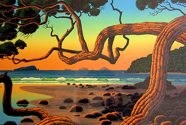 Tony Ogle | Evening Light Coromandel Art for Hire | Print for Sale ...